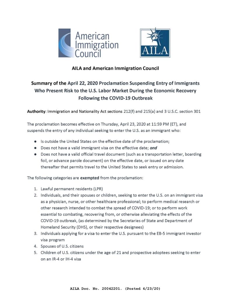 AILA and American Immigration Council's analysis of President Trump's ...